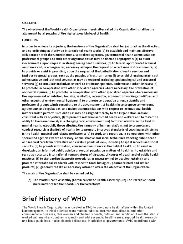 Who 1 | PDF | World Health Organization | Public Health