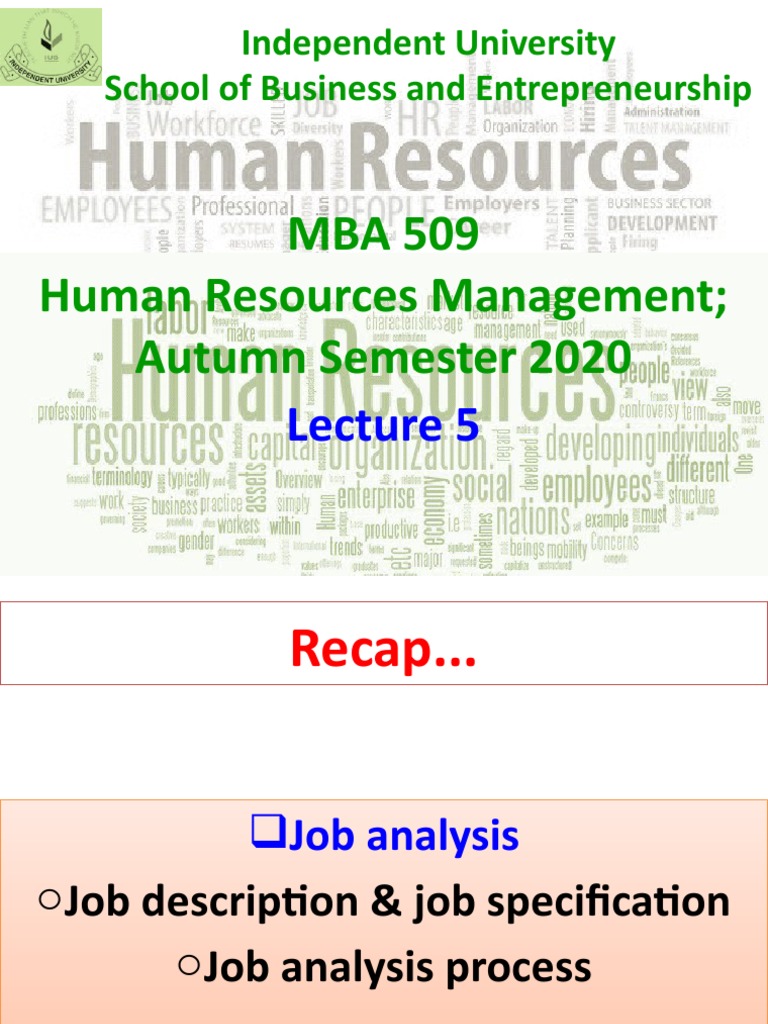 MBA 509-1 HRM Lecture 5 IUB Final | PDF | Recruitment | Human Resource Management
