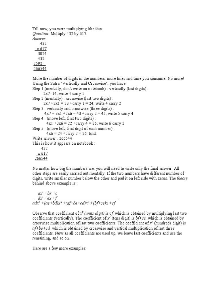 Question: Multiply 432 by 617. Answer | Download Free PDF ...