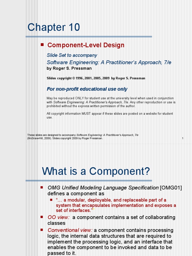 Component-Level Design: Software Engineering: A Practitioner's Approach, 7/e | PDF | Component ...