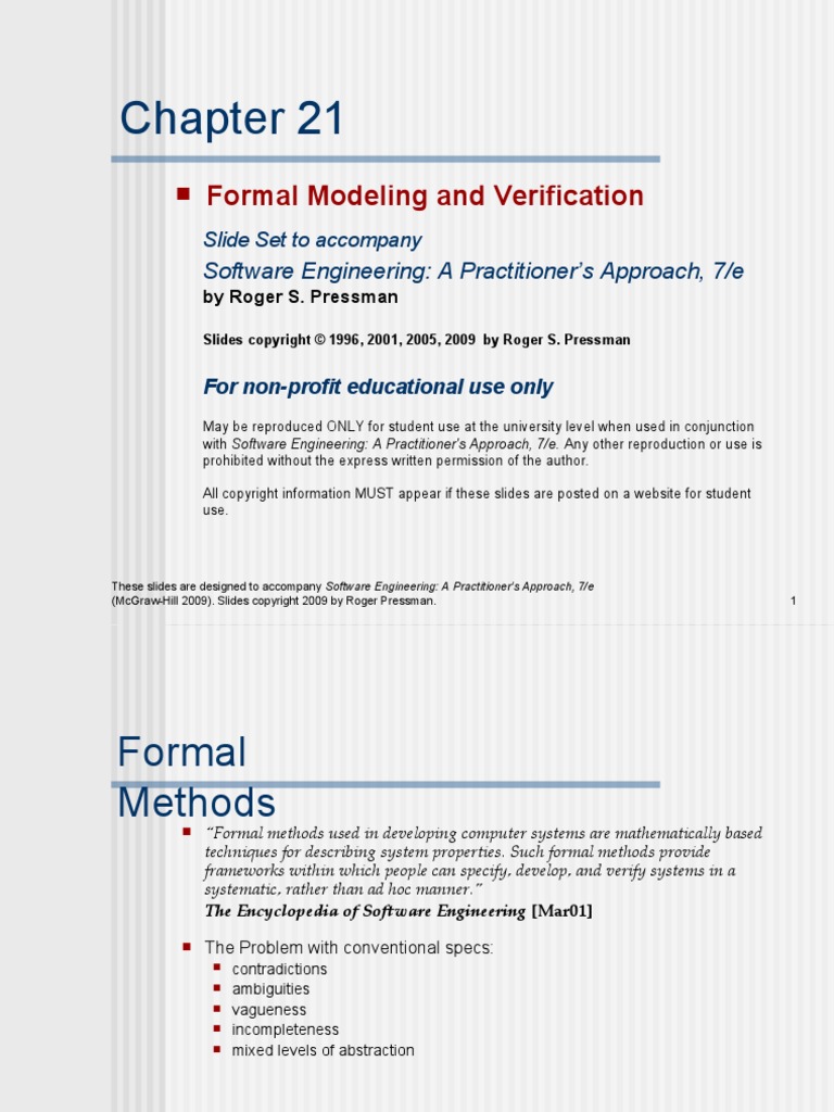 Chapter - 21 Formal Modeling | PDF | Formal Methods | Specification (Technical Standard)