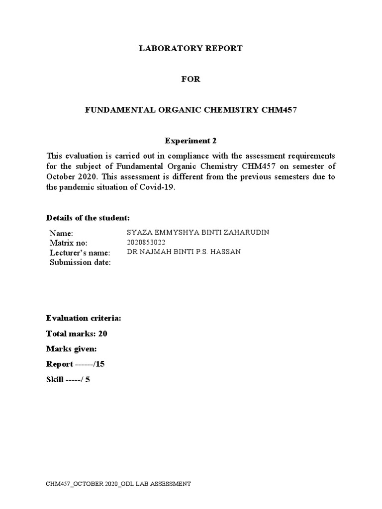 Lab Report Exp 2 chm457 | PDF | Distillation | Sodium Chloride