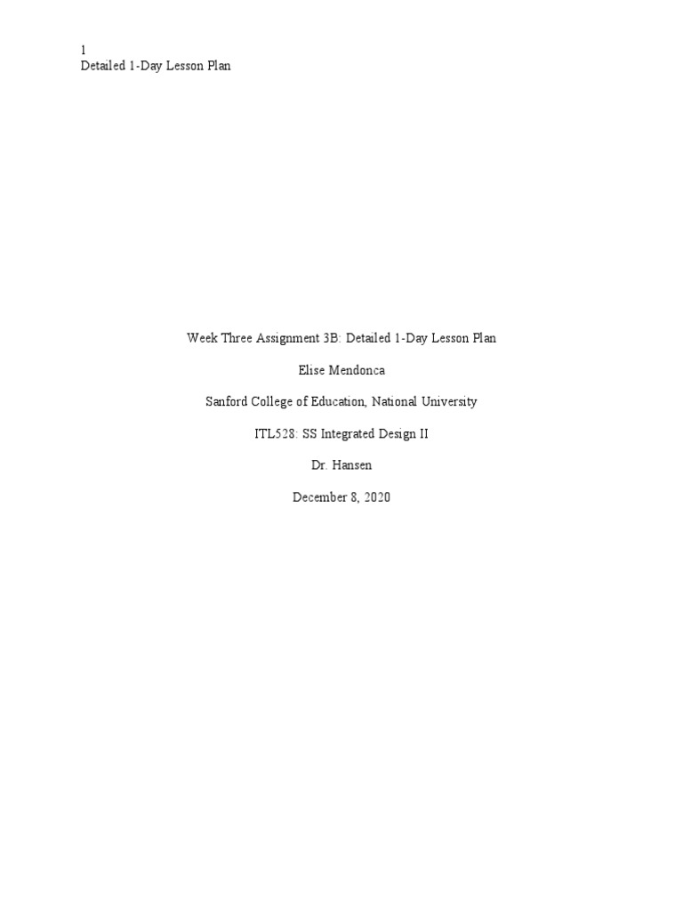 1 Detailed 1-Day Lesson Plan | PDF