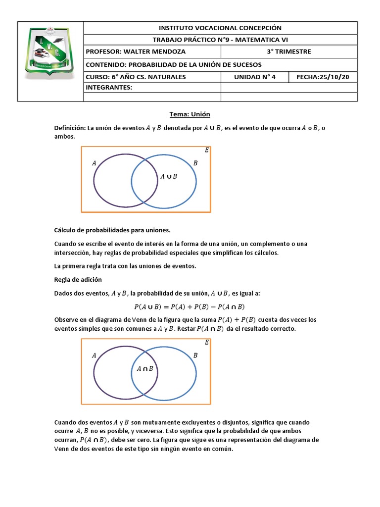 TP #9 - Probabilidad de La Unión | PDF | Probabilidad | Enseñanza de ...