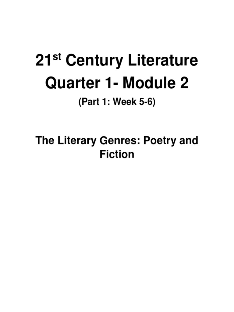 21 Century Literature Quarter 1-Module 2: The Literary Genres: Poetry ...