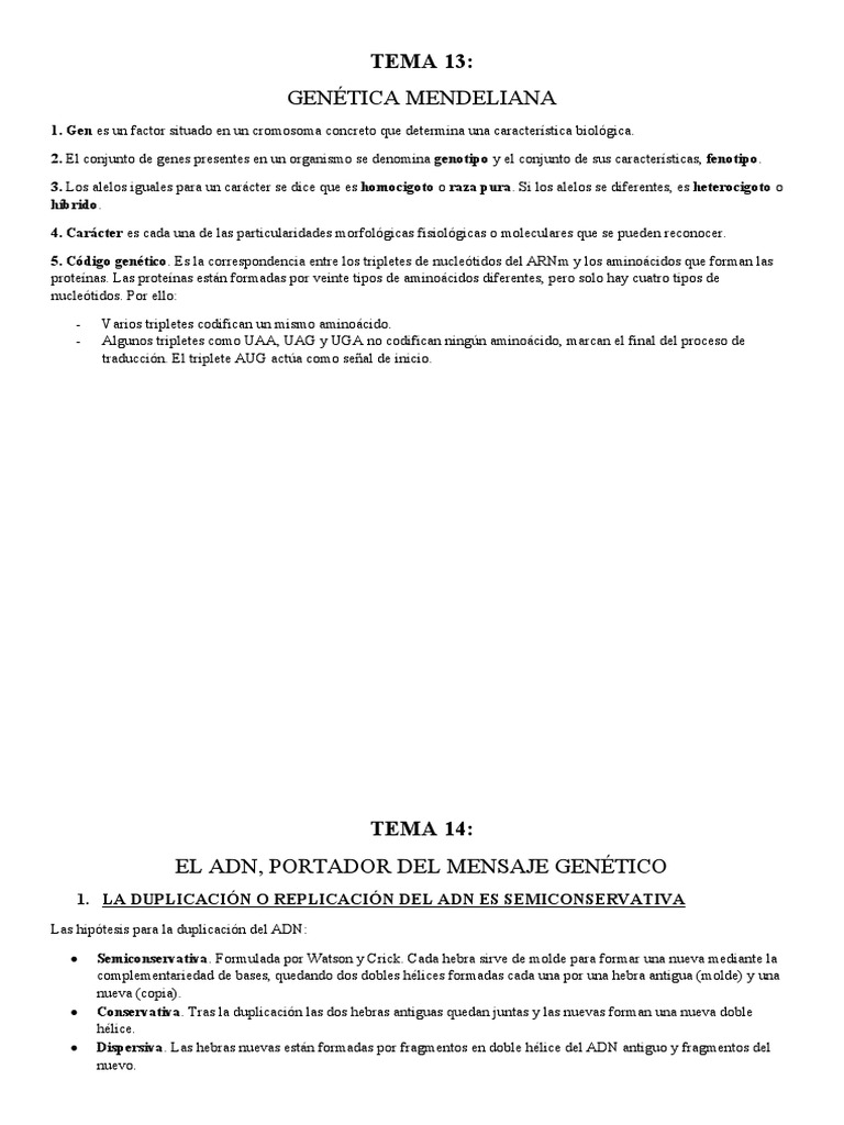 Genética Mendeliana y ADN | Descargar gratis PDF | Rna | Adn