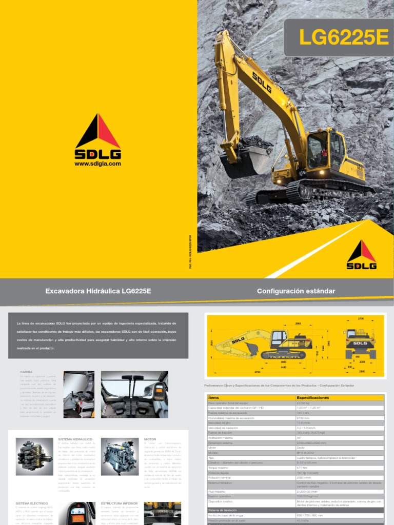 Excavadora Akron SLDG LG6225E | PDF | Esfuerzo de torsión | Tanques