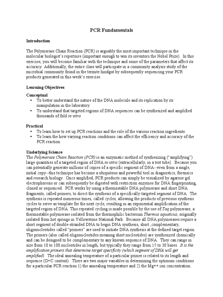PCR PDF | PDF | Polymerase Chain Reaction | Primer (Molecular Biology)