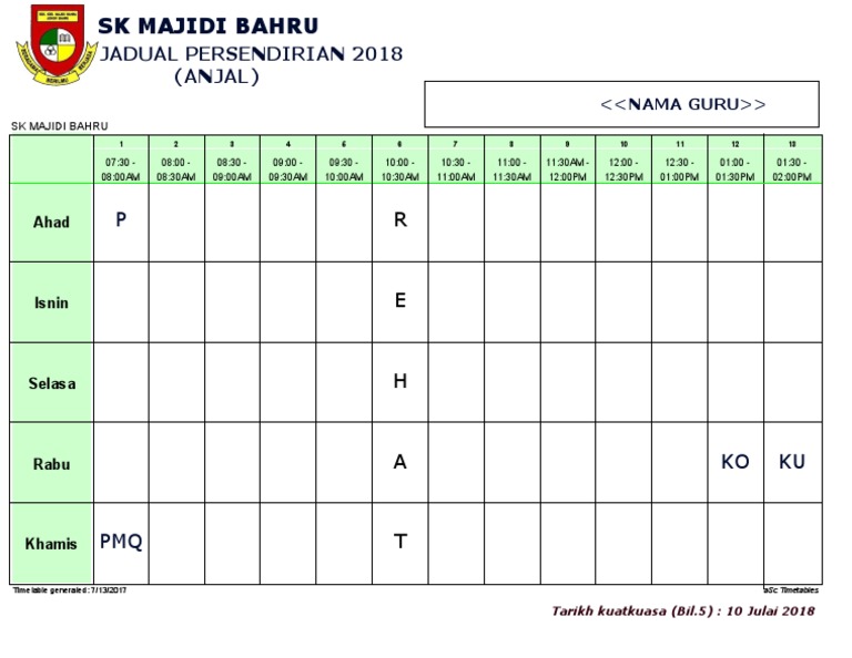 Jadual Kosong | PDF
