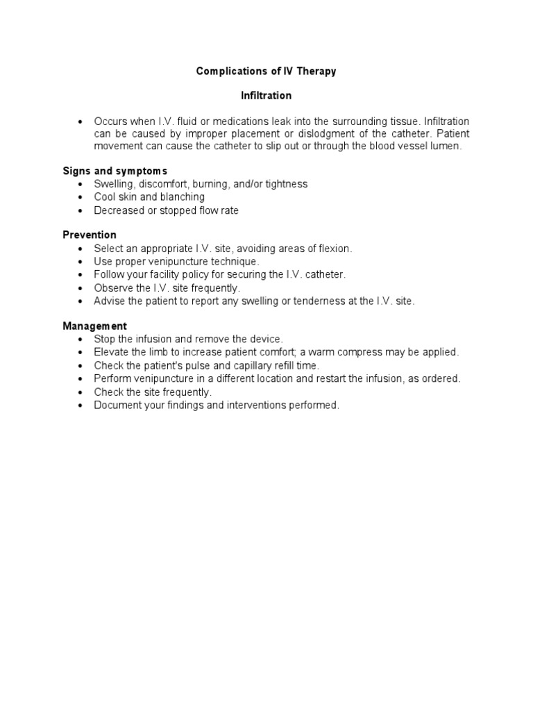 Complications of IV Therapy | PDF