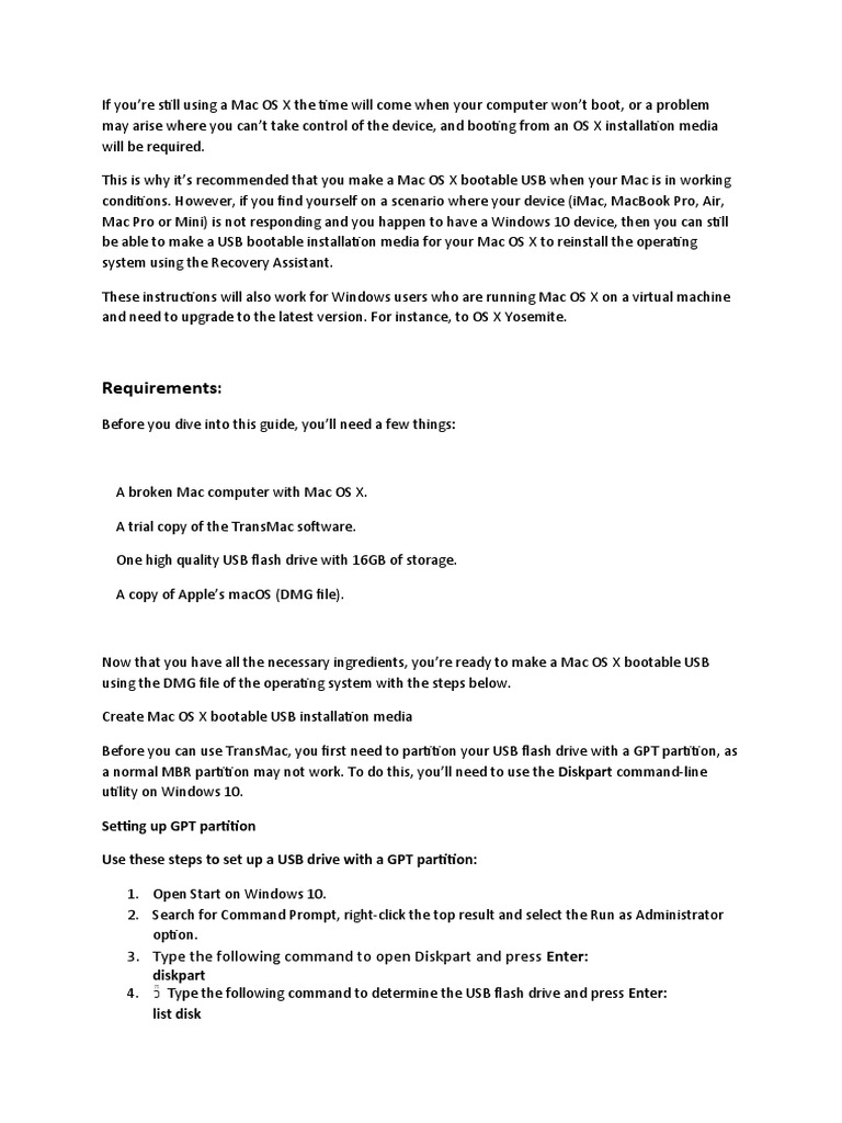 Create Mac OS X Bootable USB from Windows | PDF | Booting | Usb Flash Drive