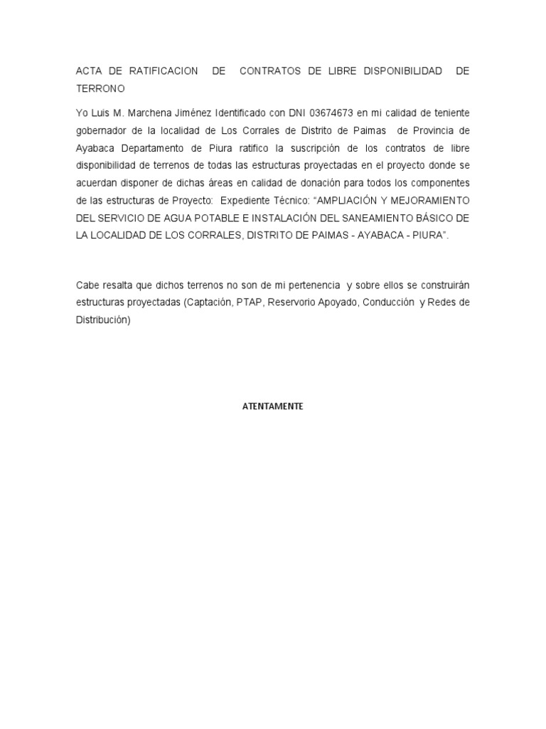 Acta de Ratificacion | PDF
