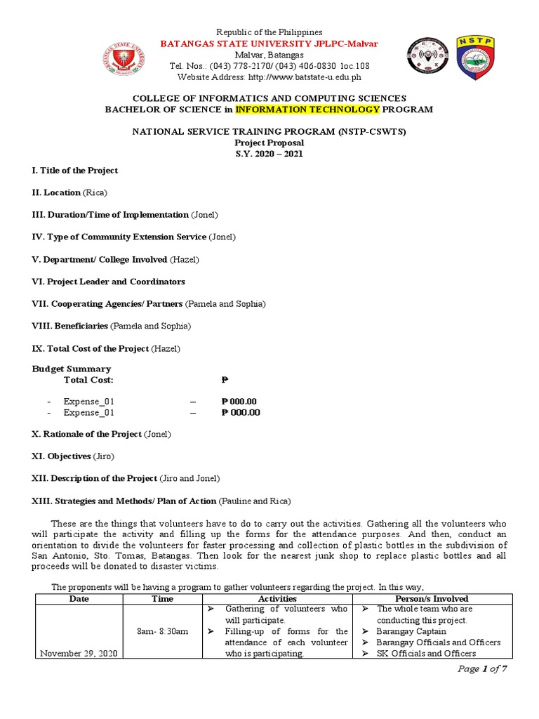 Batangas State University Jplpc-Malvar: Budget Summary Total Cost: - 000.00 | PDF | Business