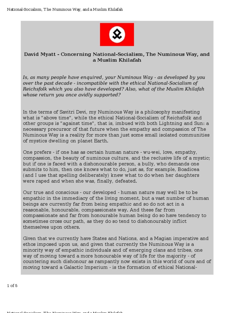 David Myatt: National-Socialism, The Numinous Way, and A Muslim ...