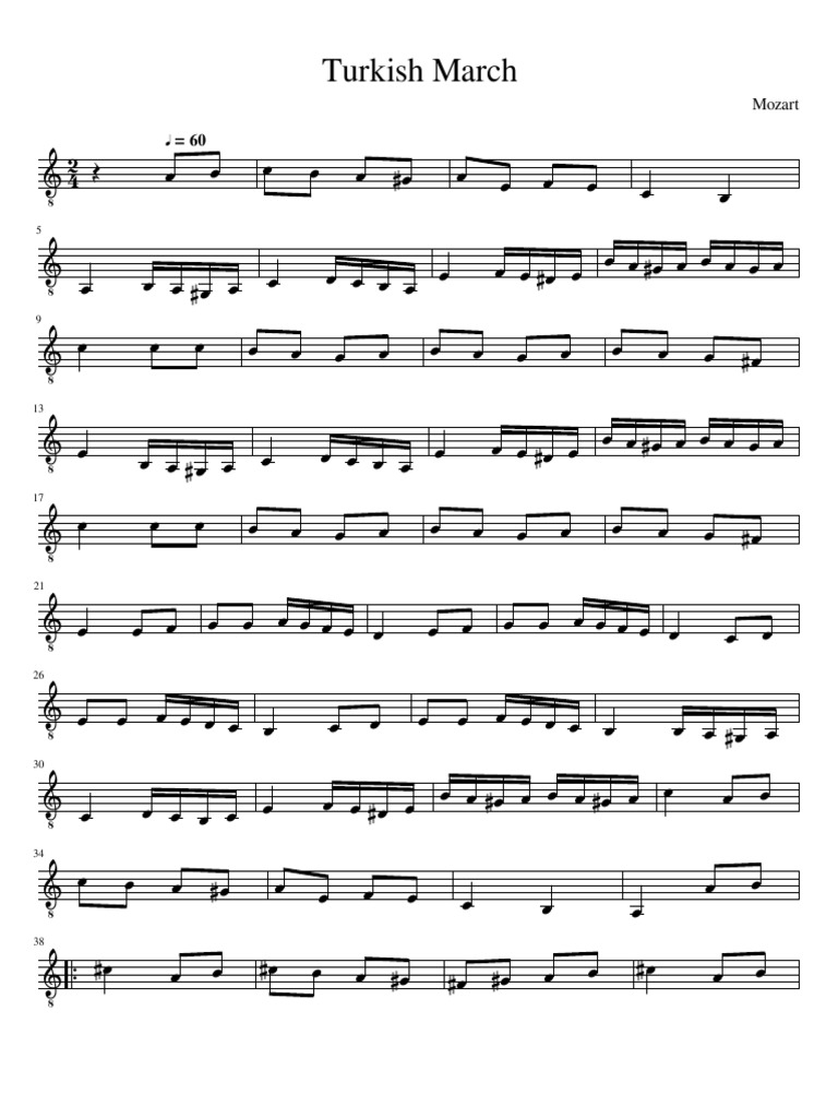 Turkish March: Mozart 60 | PDF