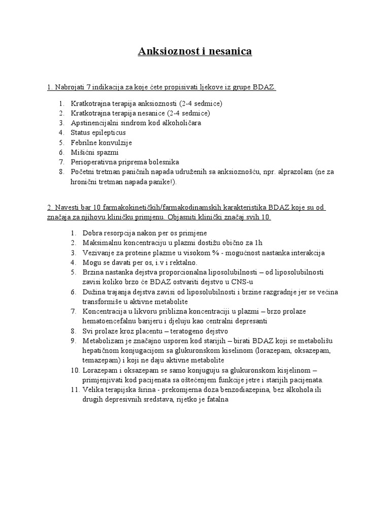 Anksioznost I Nesanica Q&A | PDF