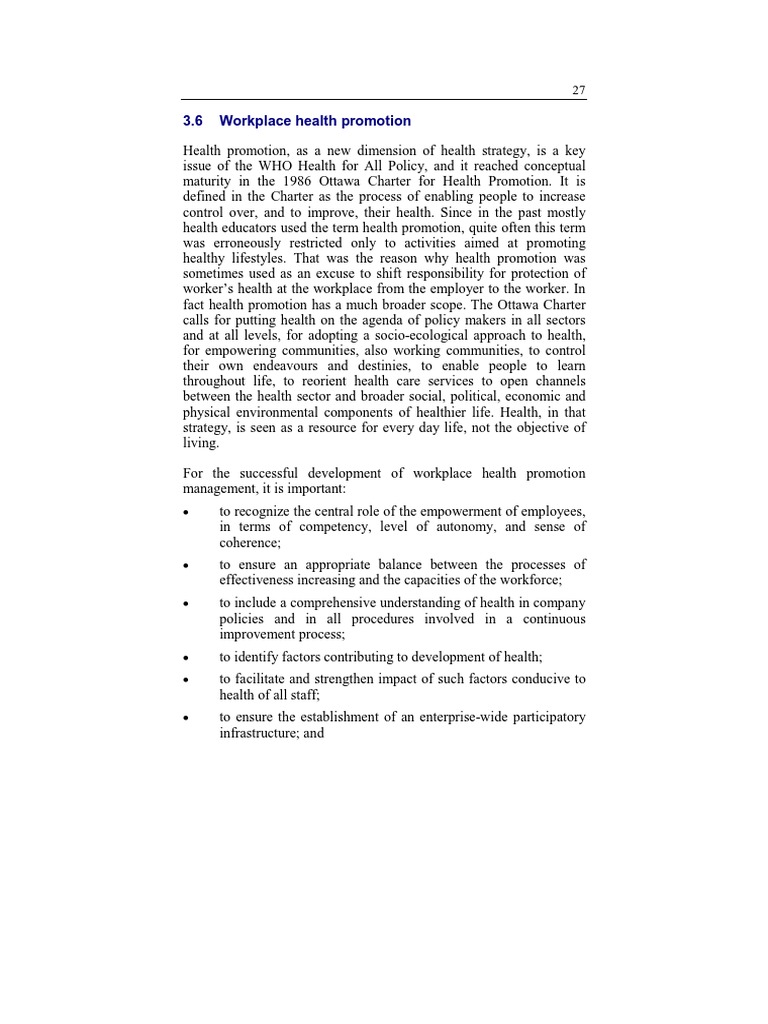 Workplace Health Promotion | PDF