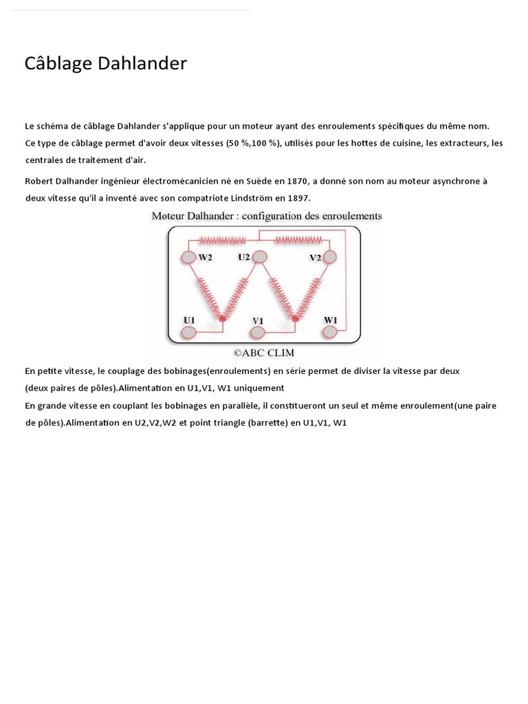 Câblage Dahlander, Le Schéma en Détail. | PDF