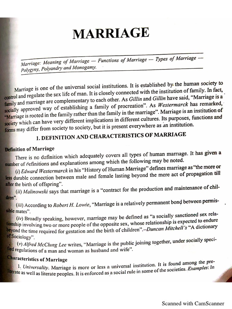 Marriage and Its Types (Notes) | PDF