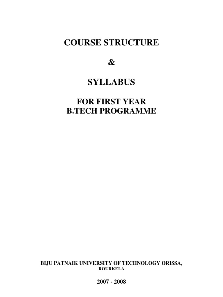 BPUT B.Tech 1st Year Syllabus 2007-08 | PDF