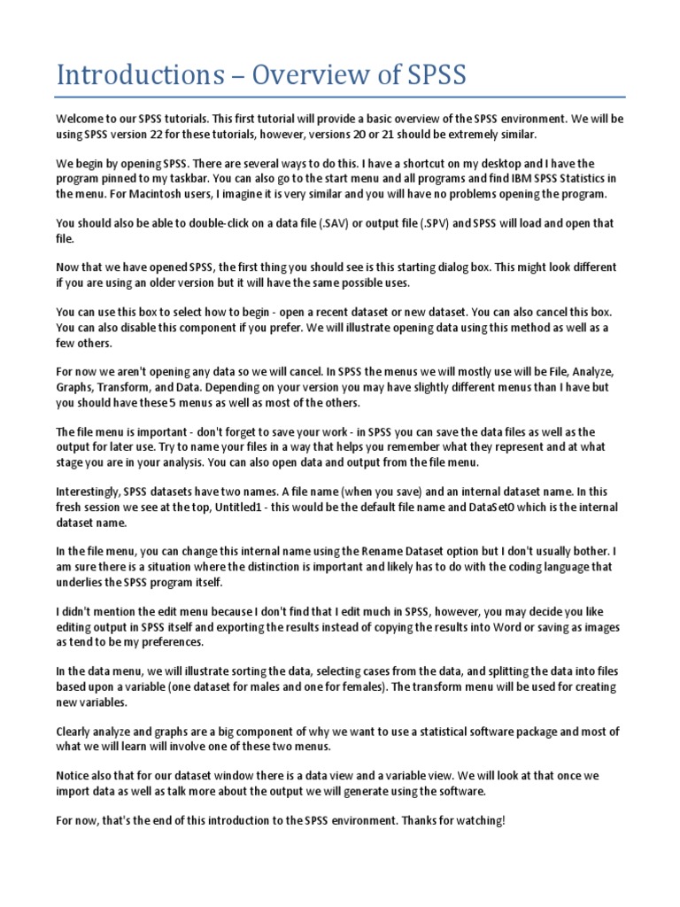 SPSS Program Tutorials | PDF | Spss | Categorical Variable