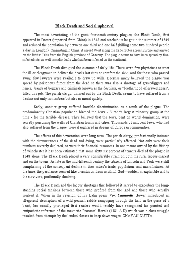 Black Death and Social Upheaval | PDF | Black Death | Wellness