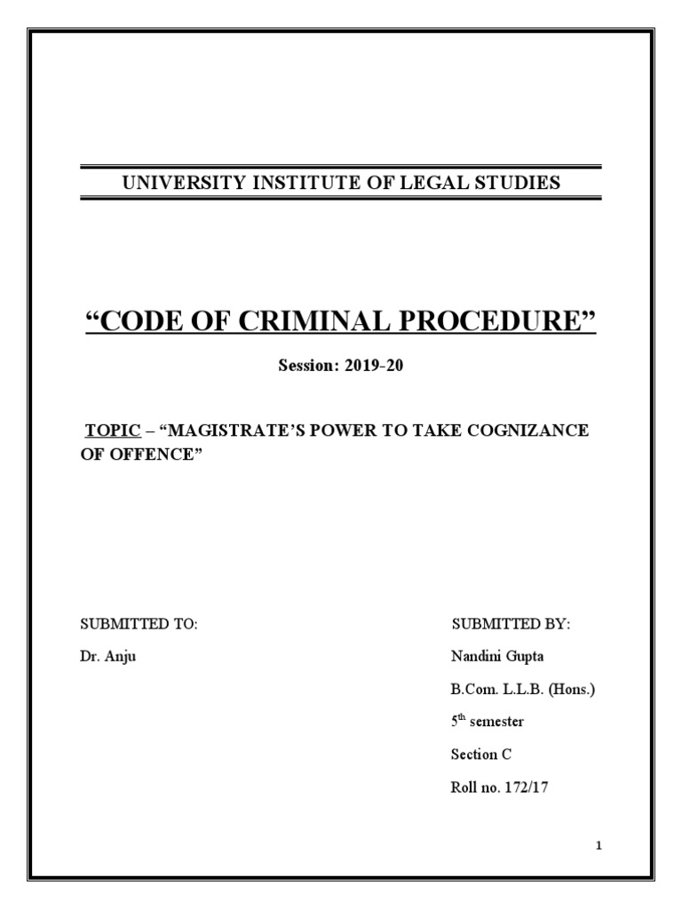SECTIONS 190 CRPC | PDF | Magistrate | Prosecutor