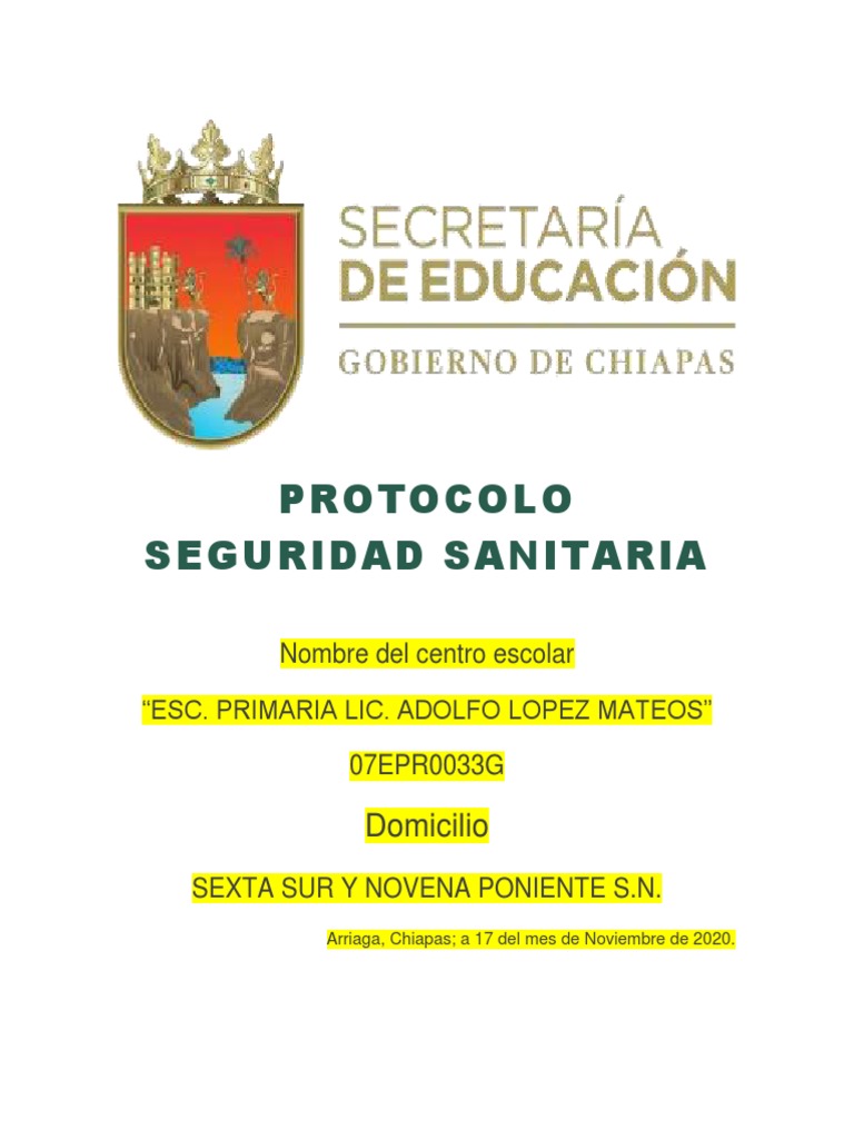 PROTOCOLO ESCUELA lIC. ADOLFO LOPEZ MATEOS 07EPR0033G 091120 2 | PDF | Agua | Salud y bienestar