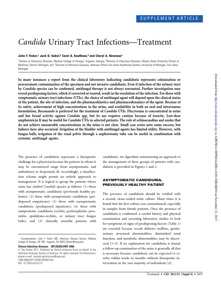 Trattamento Candiduria | PDF | Candidiasis | Urinary Tract Infection