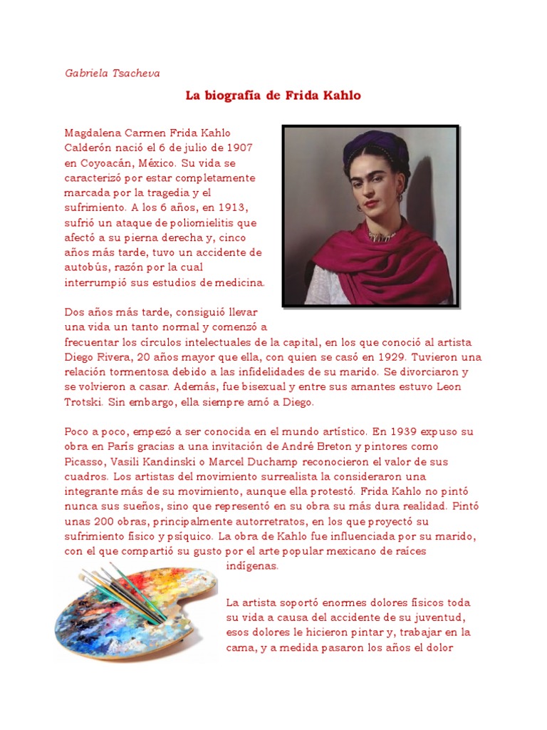 La Biografía de Frida Kahlo | PDF | Pinturas | Artes (general)