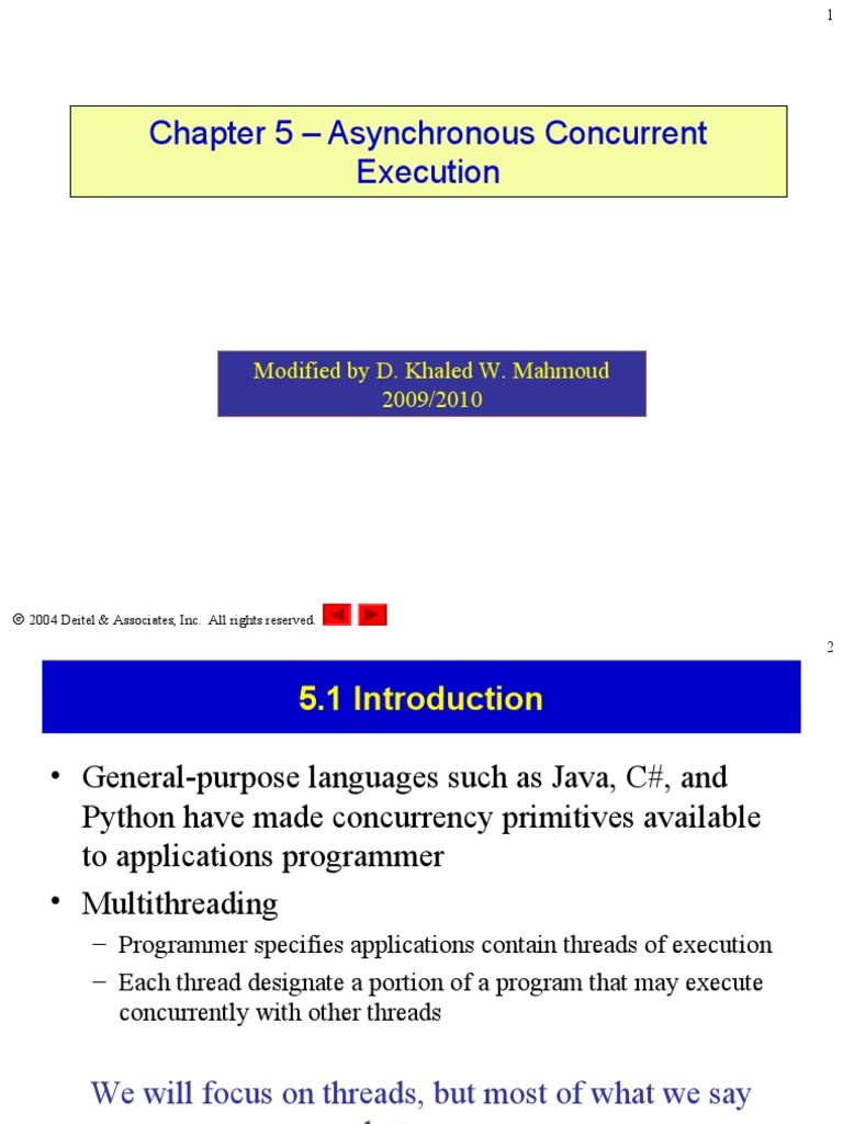 Chapter 5 Asynchronous Concurrent Execution Modified By D Khaled W Mahmoud 2009 2010 Pdf