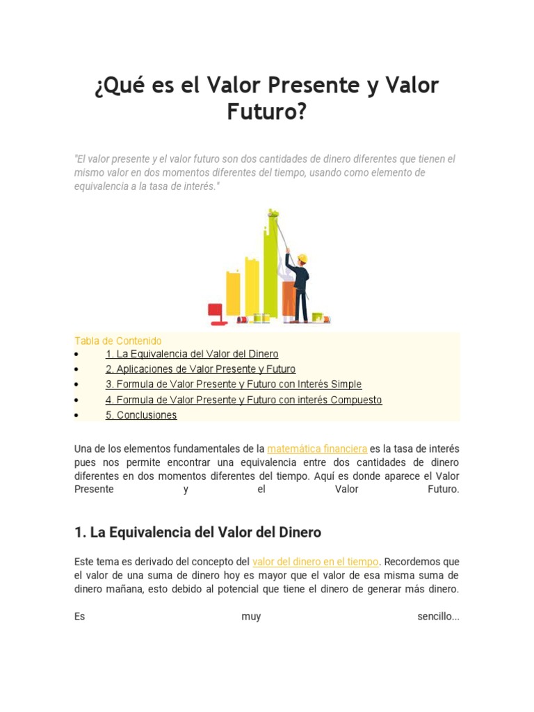 Qué Es El Valor Presente y Valor Futuro | PDF | Finanzas Matemáticas | Interés