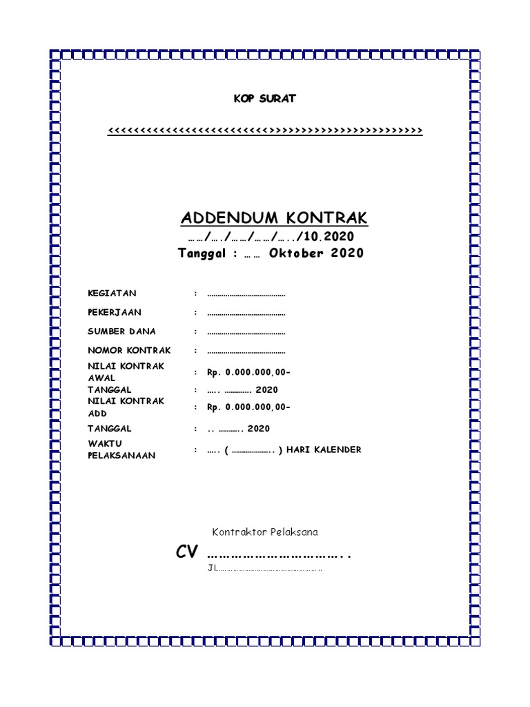 Addendum Kontrak Lengkap | PDF | Komputer