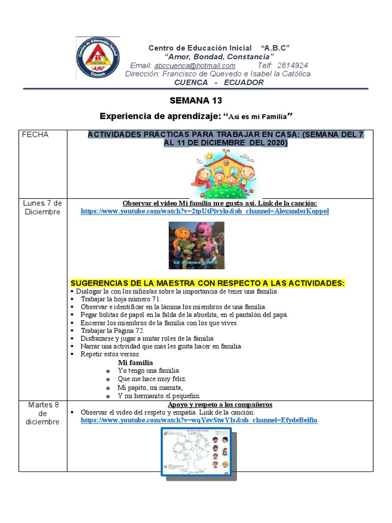 Semana 13 Del 7 Al 14 de Diciembre | PDF