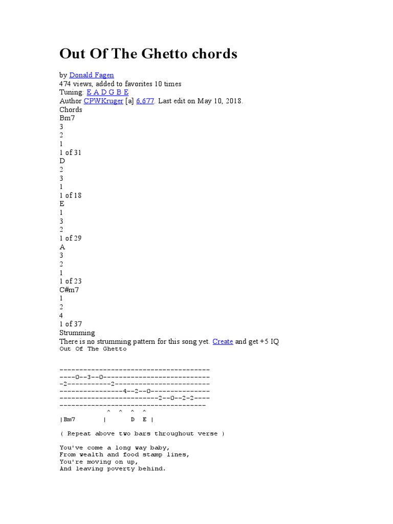 Out Of The Ghetto Chords by Fagen | PDF | Music Theory | Entertainment ...