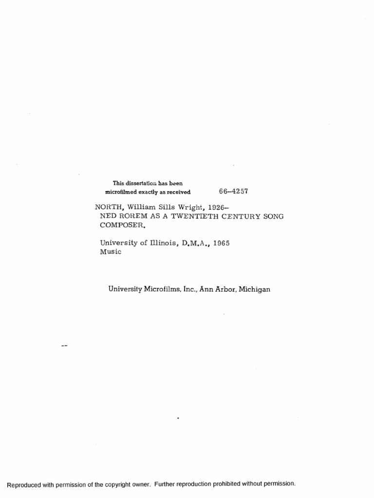 Ned Rorem As A Twentieth Century Song Composer (1965) | PDF | Harmony ...