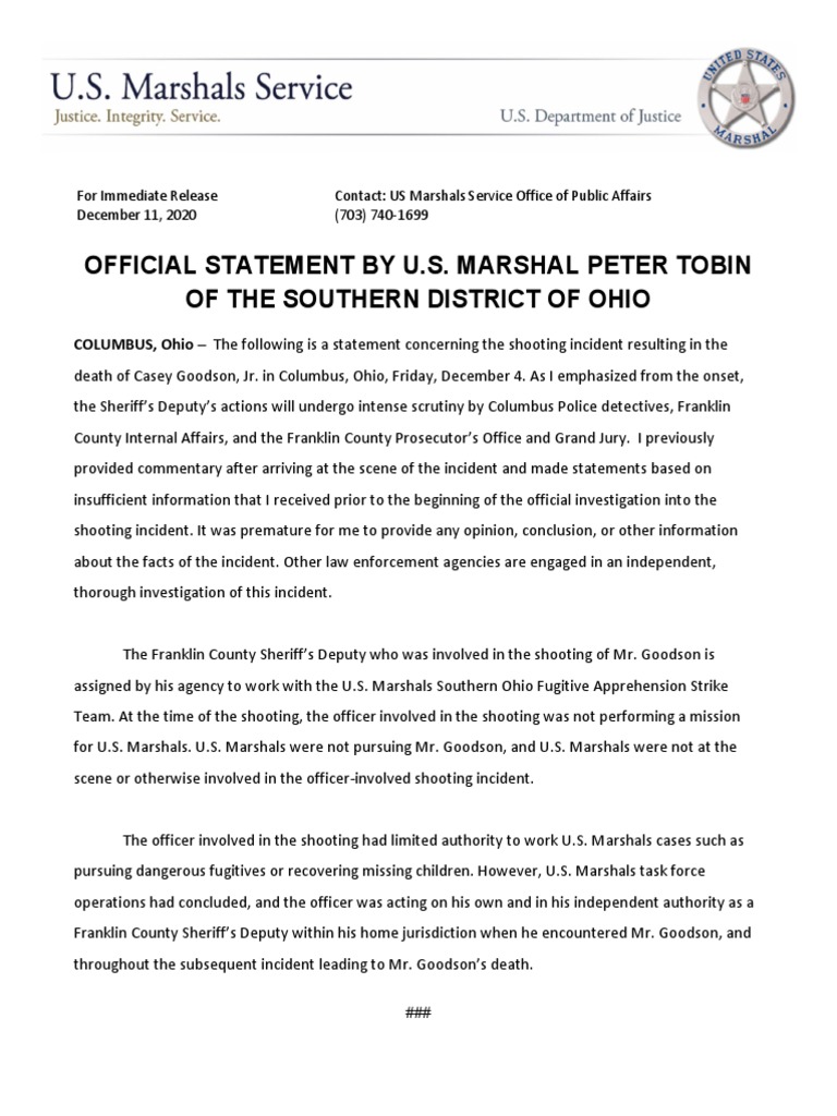 Official Statement of Marshal Peter Tobin | PDF | Mystery, Thriller ...