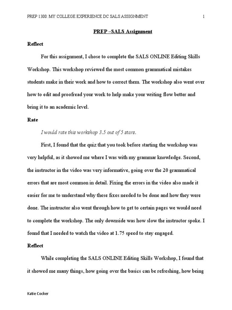 Katie Cocker - Sals Assignment | PDF | English Language | Psychological ...