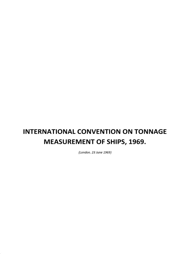 International Convention On Tonnage Measurement of Ships, 1969 | PDF ...