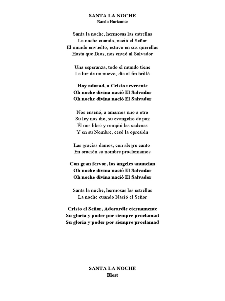 Santa La Noche Letra | PDF