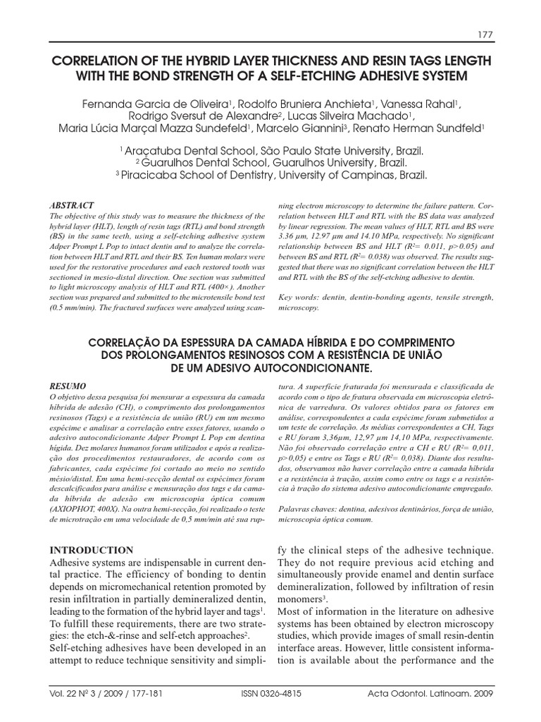 Hybrid Layer Resin Tags Bonding | PDF | Adhesive | Tooth