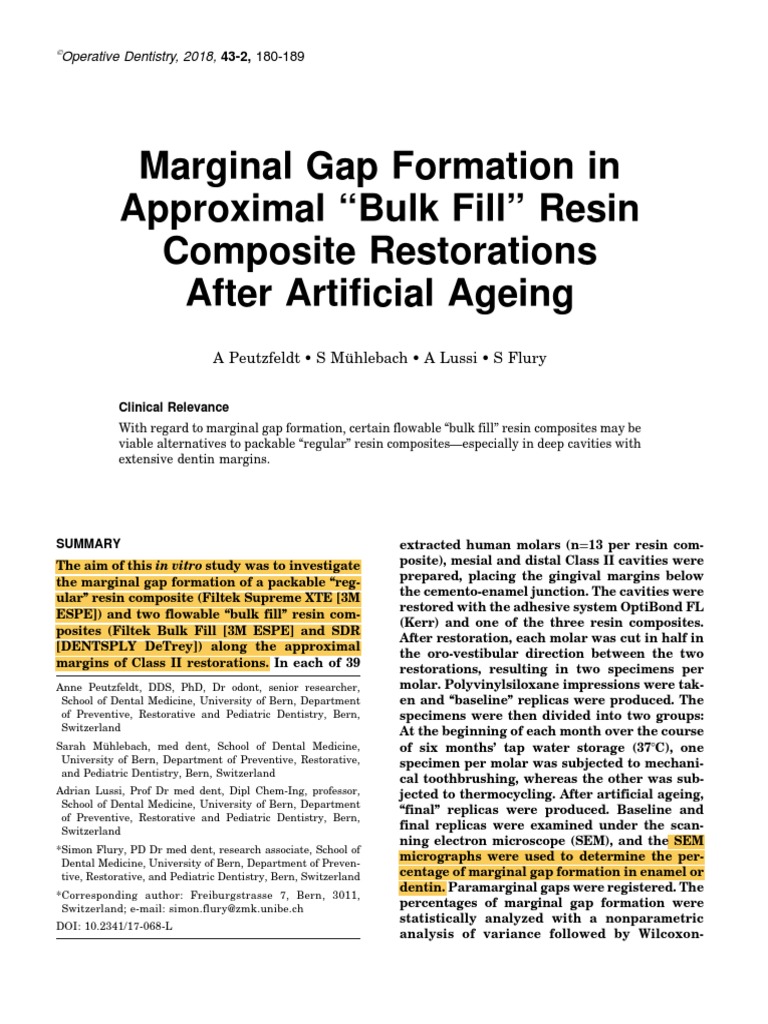 Marginal Gap Formation PDF | PDF | Dental Composite | Tooth Enamel