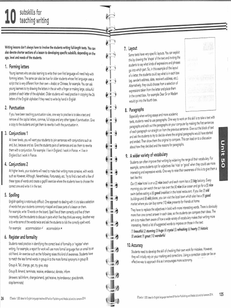 Subskills For Teaching Writing | PDF | Punctuation | Paragraph