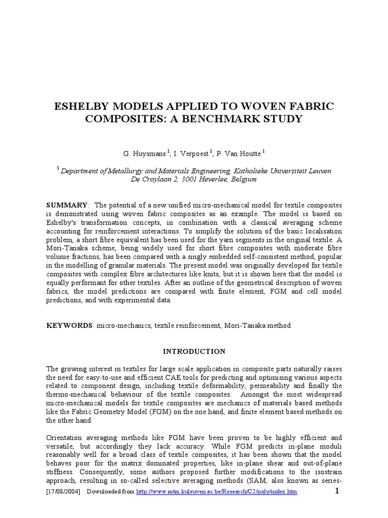 SL Modelling Micro-Mech Textiles Paper PDF | PDF | Composite Material ...