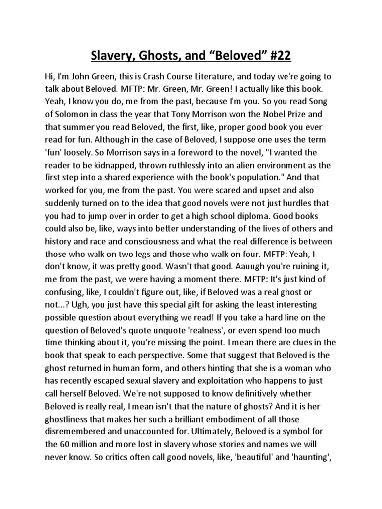 Slavery, Ghosts, and "Beloved" #22 | PDF
