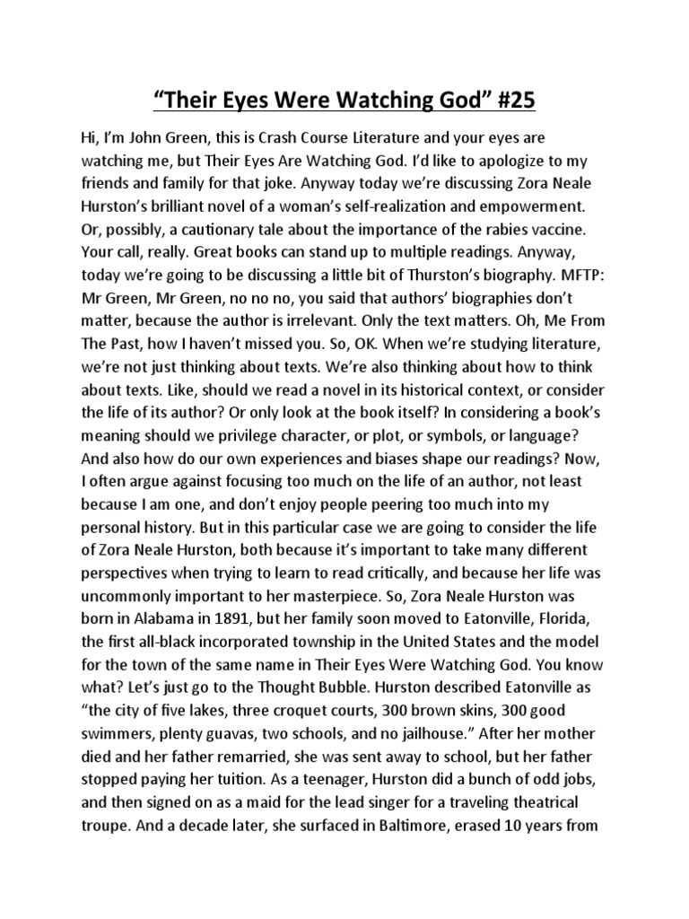 "Their Eyes Were Watching God" #25 | PDF | Social Science | General Fiction