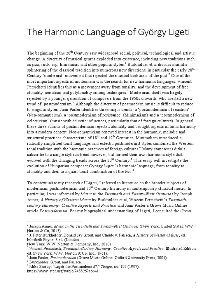 Ligeti's Evolving Harmonic Language | PDF | Harmony | Chord (Music)