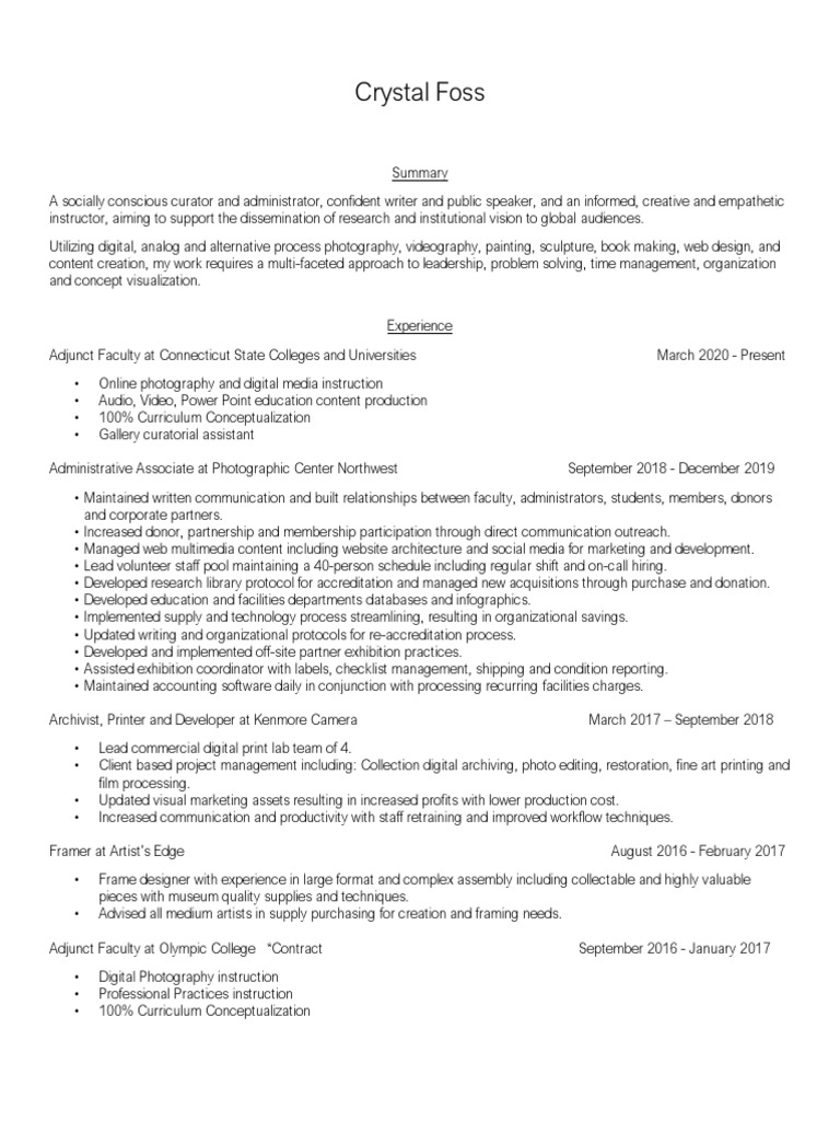 Cfoss CV 2020 Web | PDF | Curator | World Wide Web