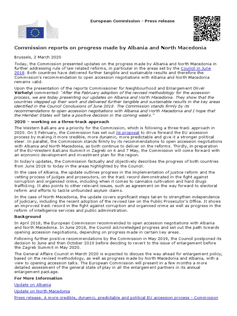 EU Progress Report: Albania 2024 | PDF | Enlargement Of The European ...
