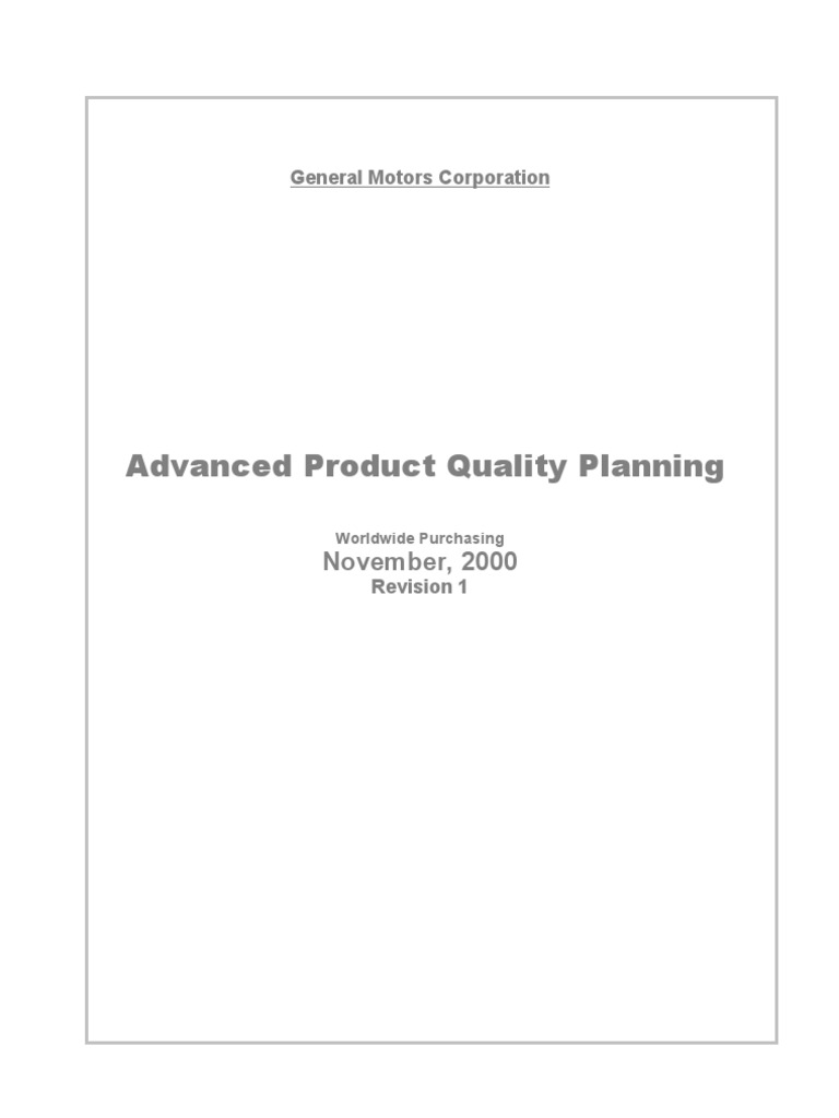 GM APQP Manual Overview and Guidelines | PDF | Risk Assessment ...